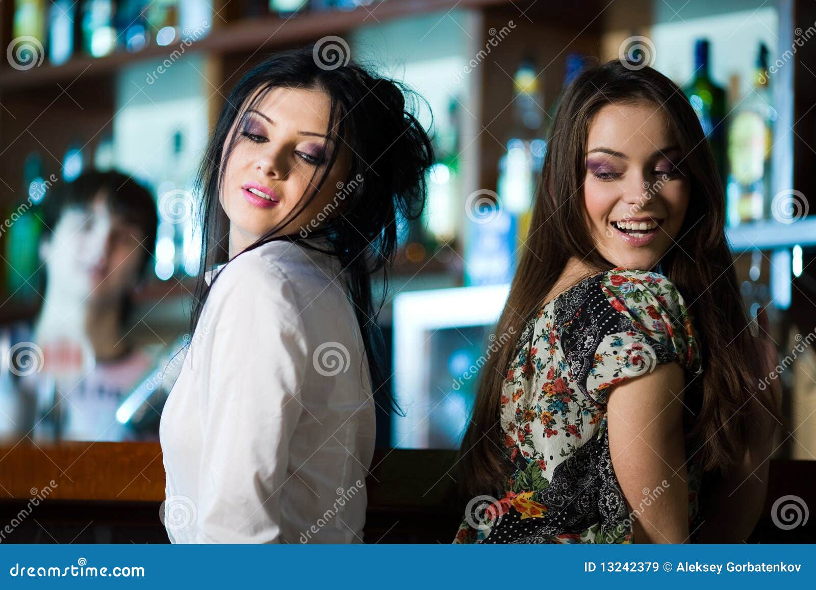 Two nice girls in bar stock image. Image of couple, dance - 13242379