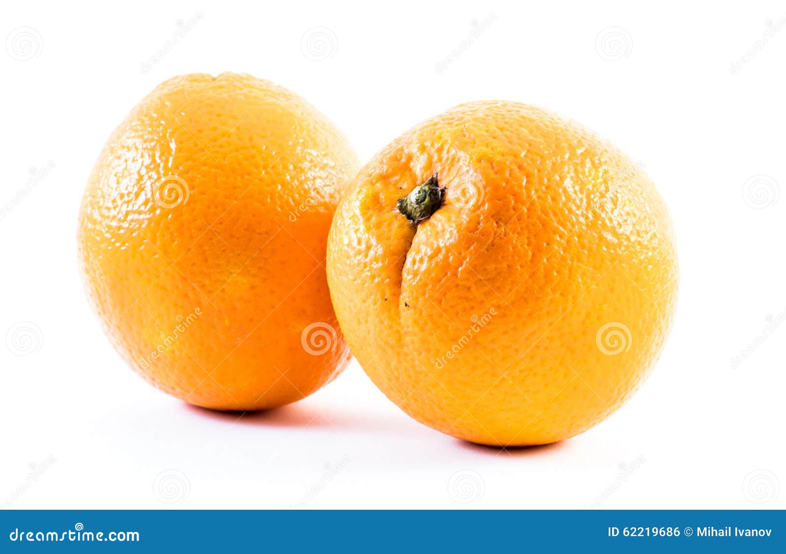 Two Nicely Colored Oranges on a White Background - Front and Back Next ...