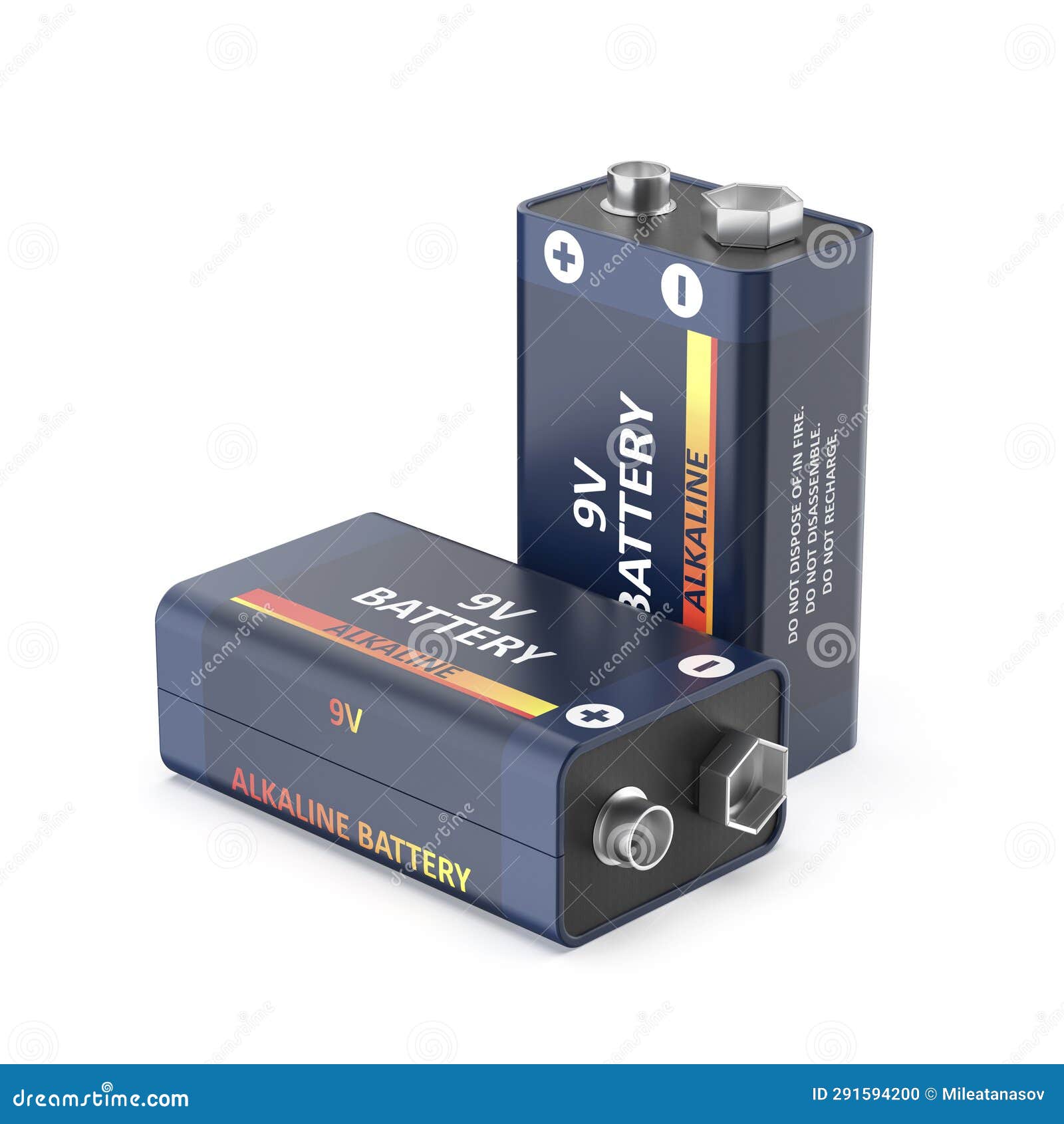 Two nine volt batteries stock photo. Illustration of white - 291594200