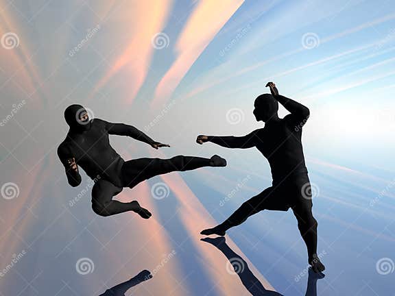 Two ninja in fight. stock illustration. Illustration of mask - 402692