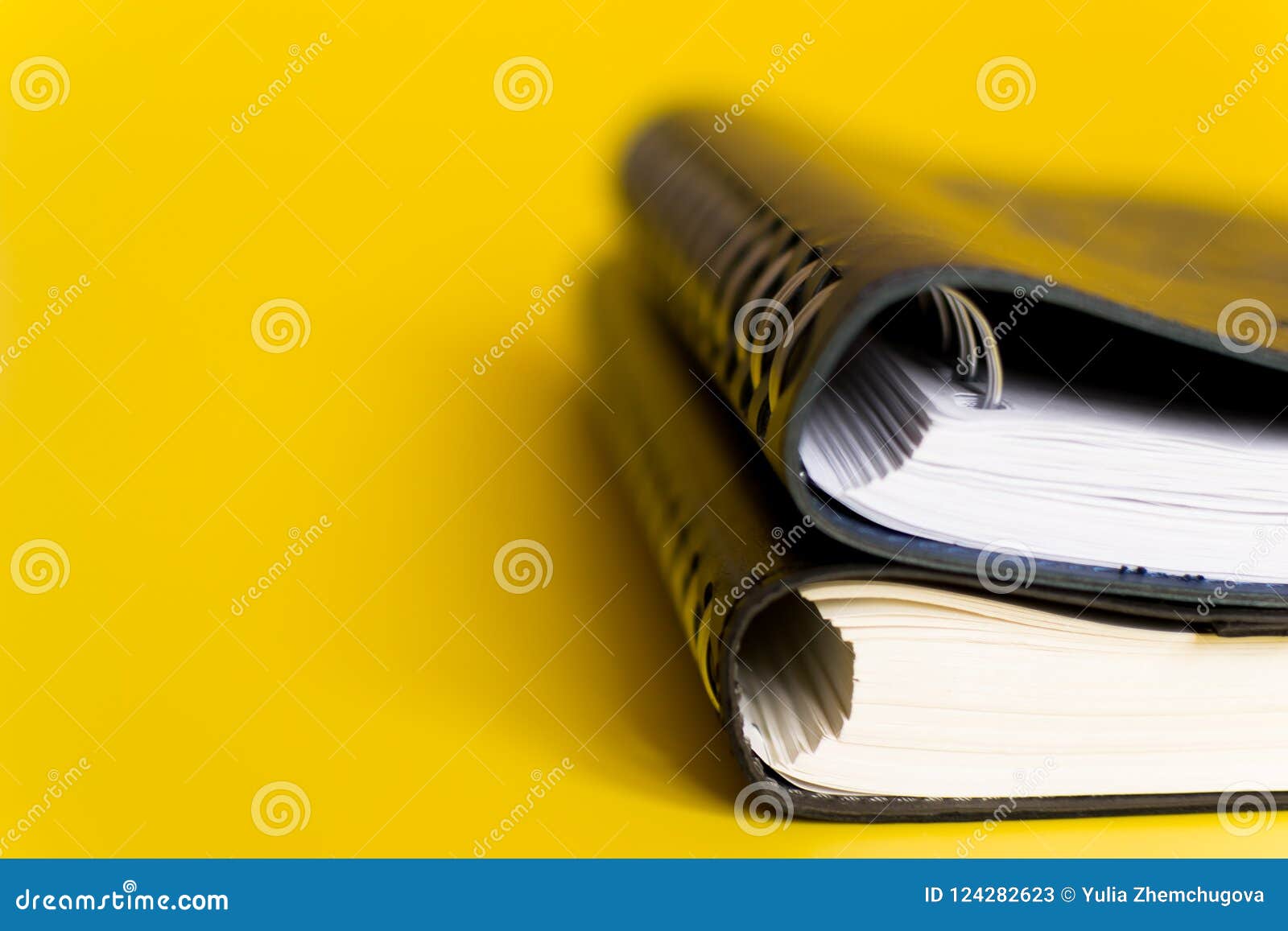 Two Notebook Side Spring Closeup Stock Image - Image of meeting, black ...