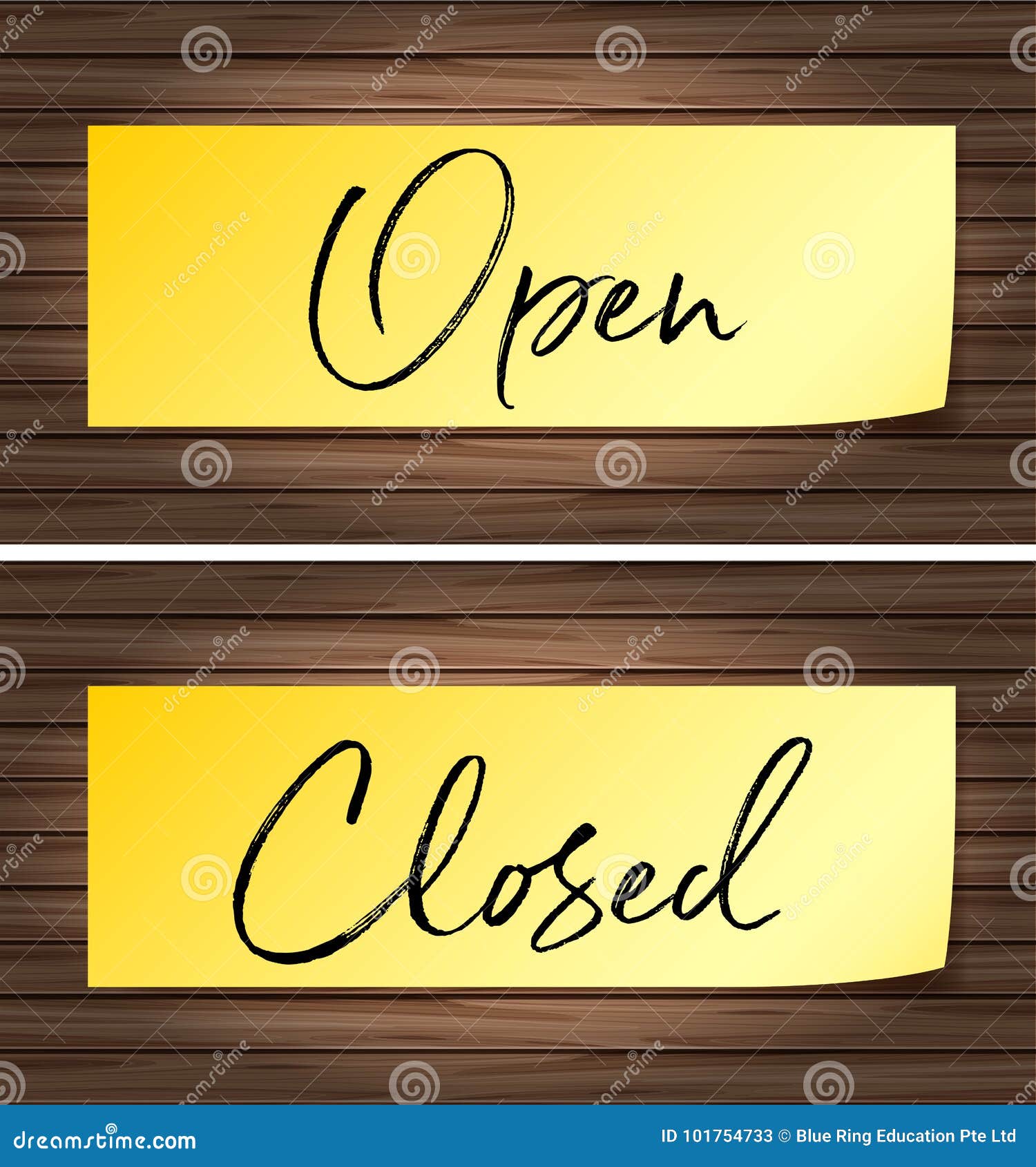 Two Notes of Open and Closed on the Wall Stock Vector - Illustration of ...