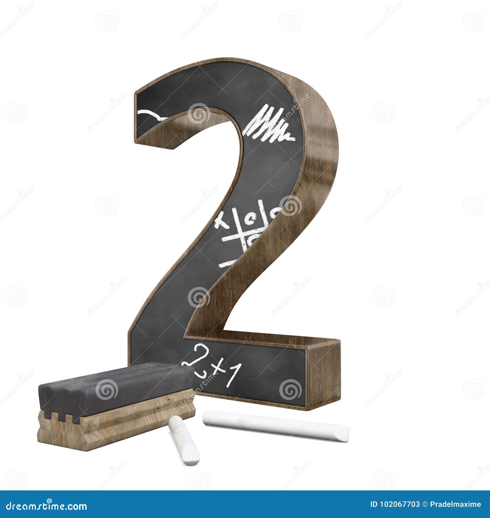 `two` Number Shaped Chalkboard Stock Illustration - Illustration of ...