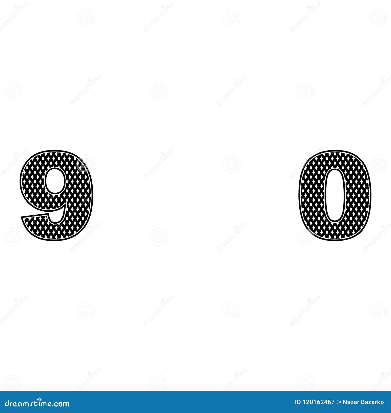 Two Numbers 9, 0. a Simple Black Design. Vector Stock Illustration ...