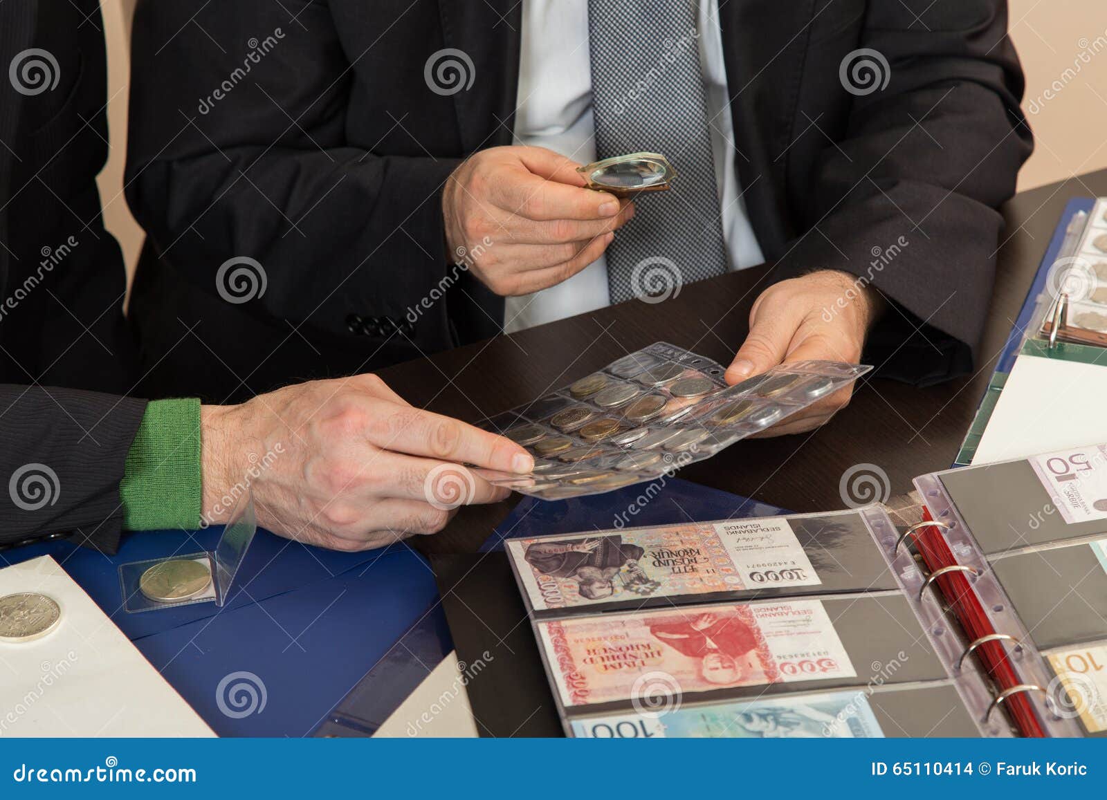 Two Numismatists Examines Collection of Coin Stock Photo - Image of ...