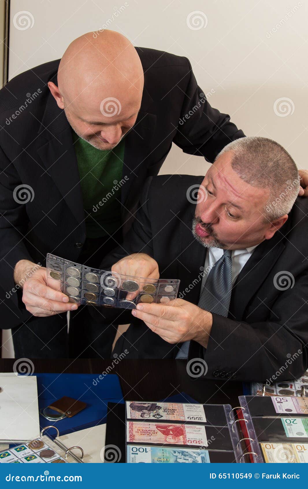 Two Numismatists Examines Collection of Coin Stock Image - Image of ...