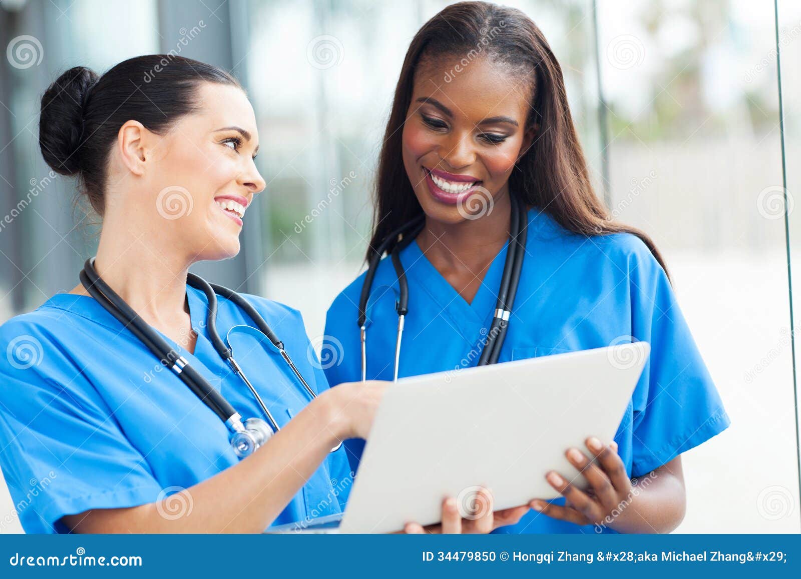 Two nurses laptop stock photo. Image of computer, clinic - 34479850