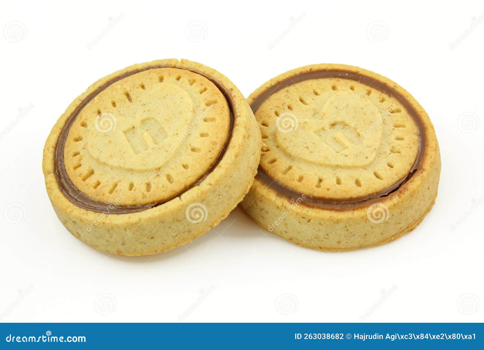 Two Nutella Biscuits Filled with Chocolate Isolated on White Background ...