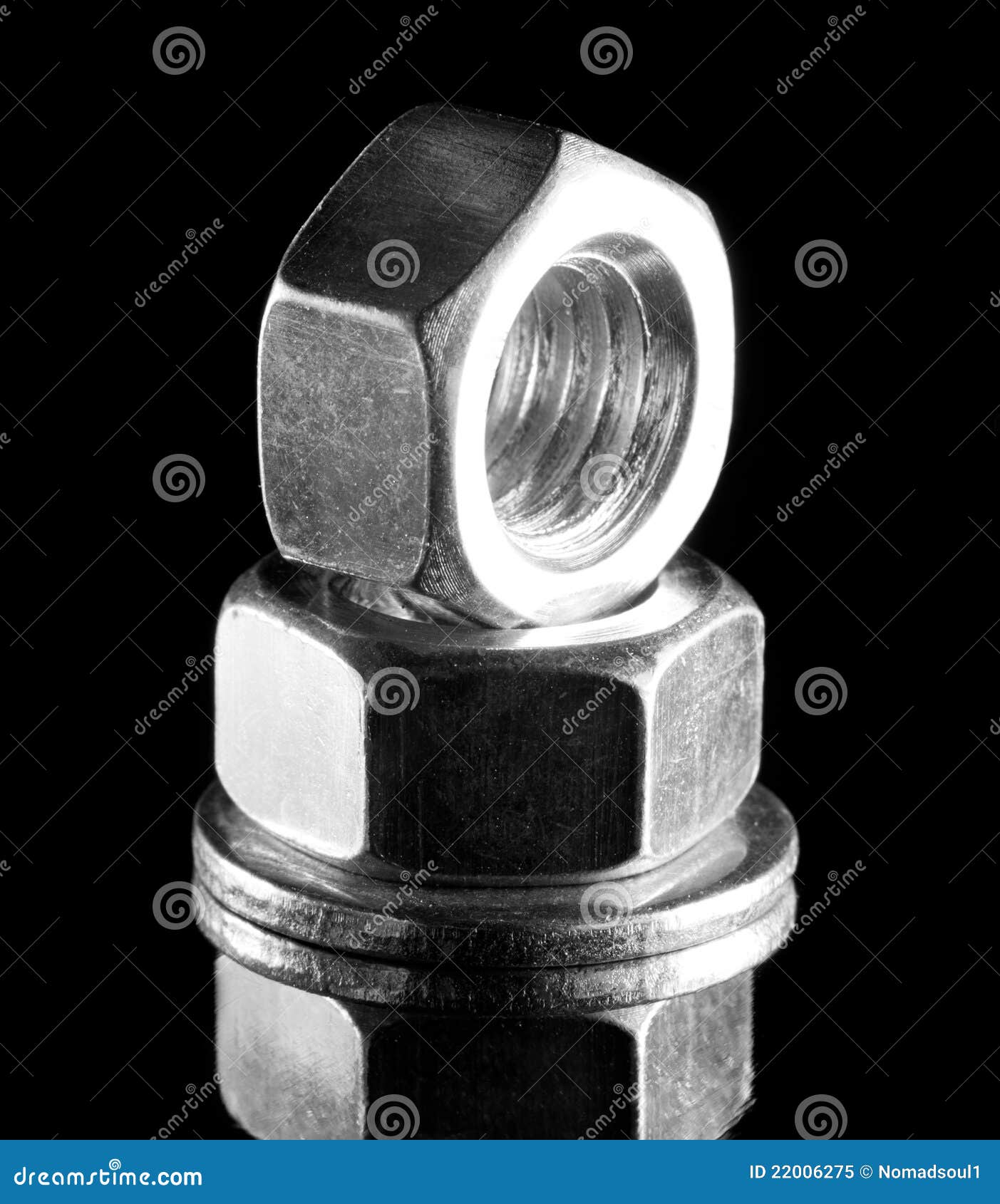 Two nuts stock image. Image of chrome, mechanical, mechanics - 22006275