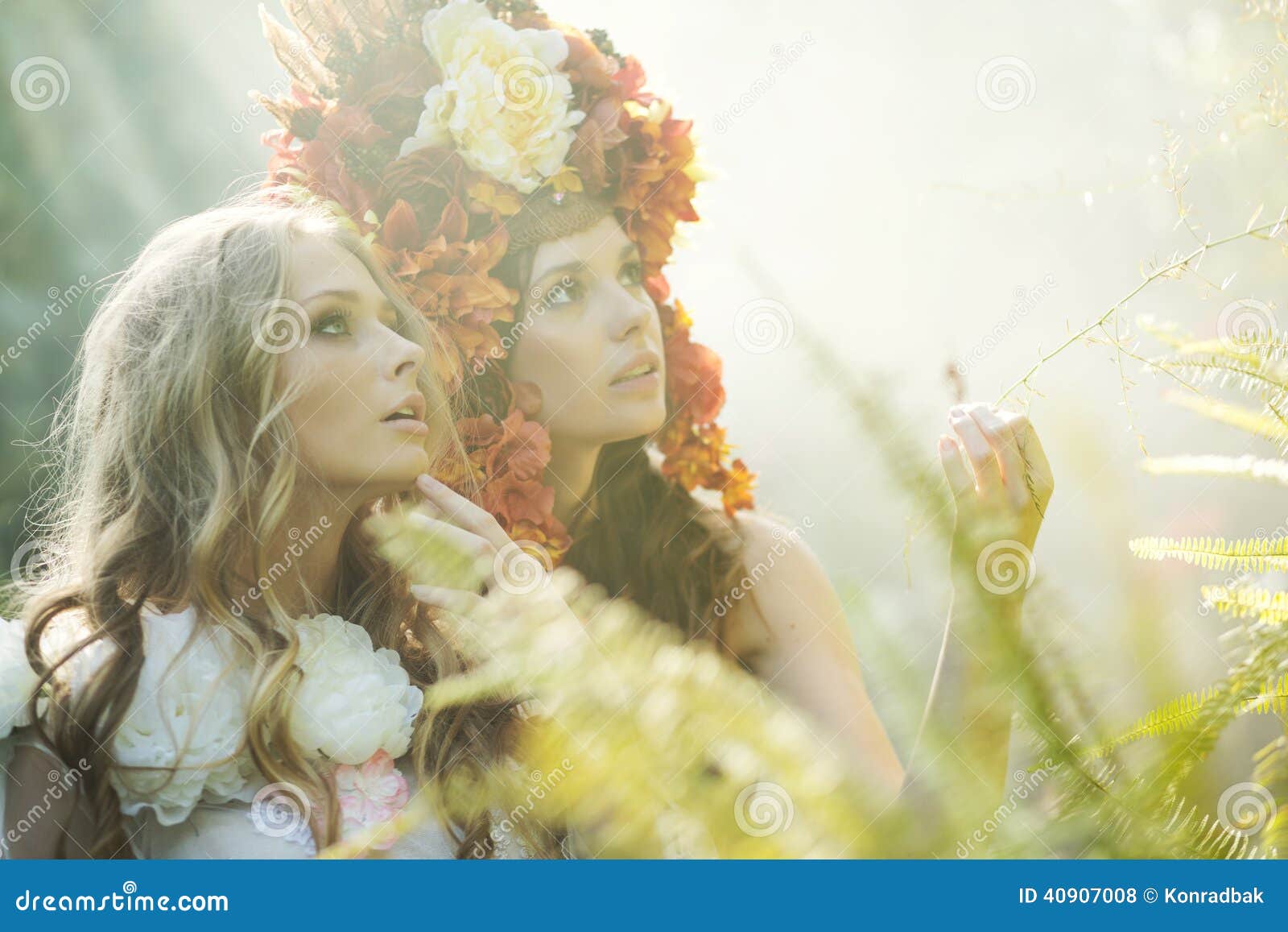 Two Nymph Sisters in the Jungle Stock Photo - Image of park, model ...