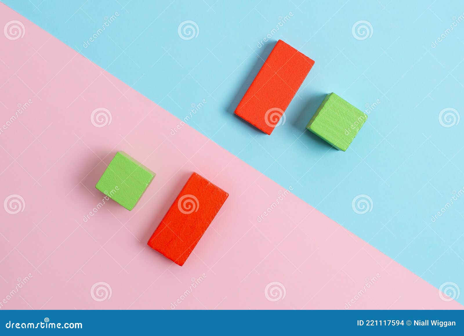 Comparison of Two Objects Blocks Pencils Sticker Notes Facing Inward ...