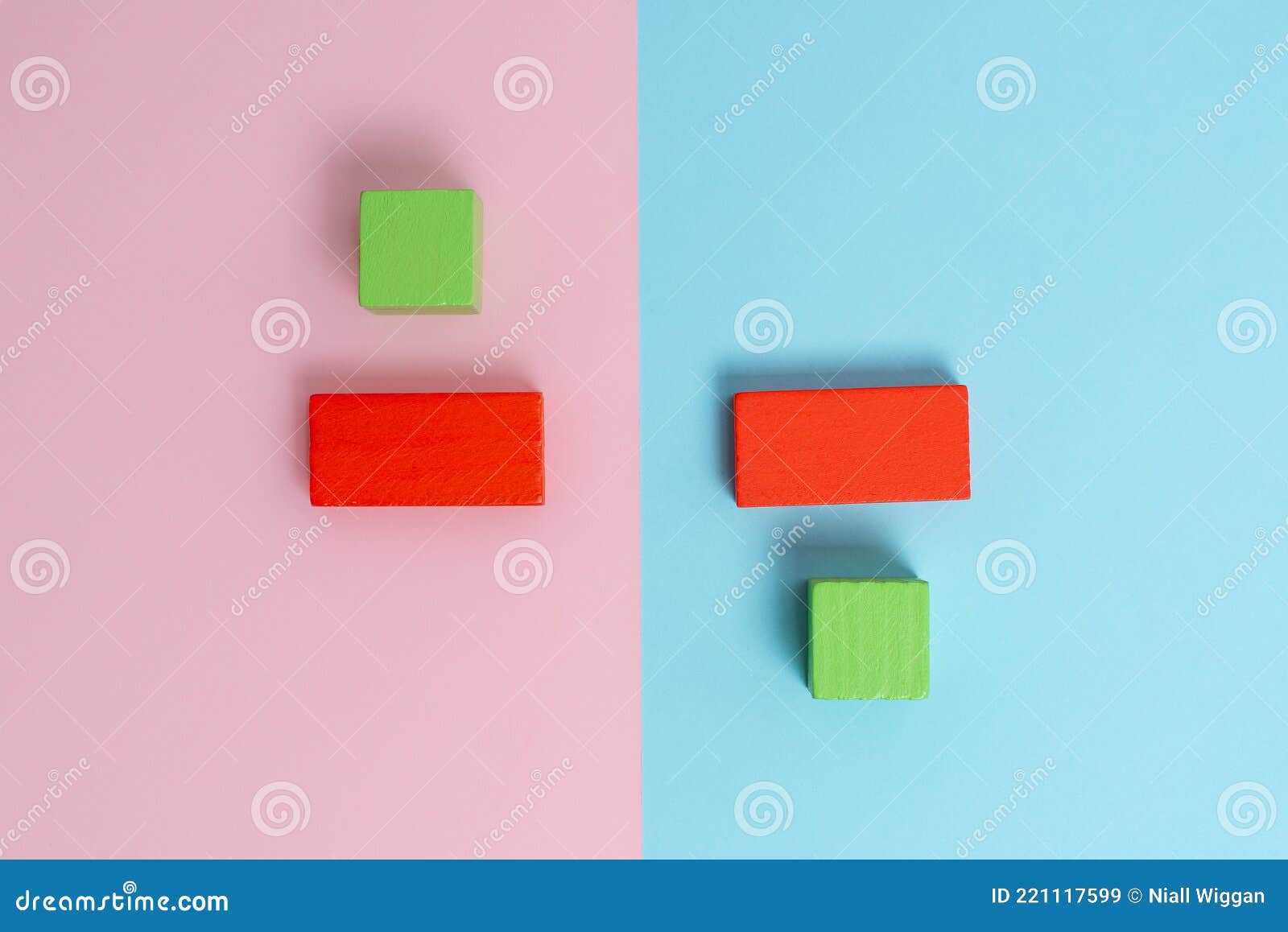 Comparison of Two Objects Blocks Pencils Sticker Notes Facing Inward ...