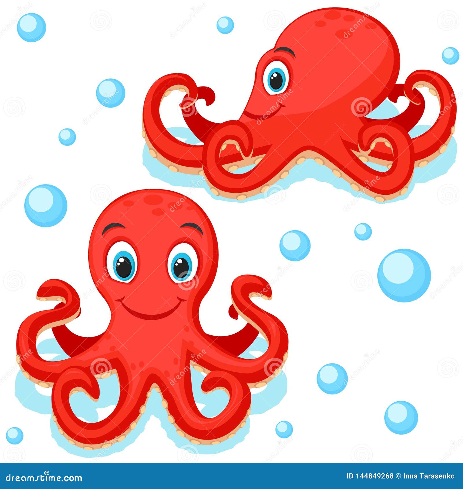 Two Octopus in Different Angles on a White. Character Stock Vector ...