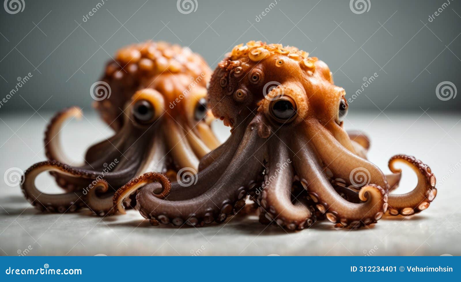 Two Octopus in Different Angles on a White. Character Stock ...