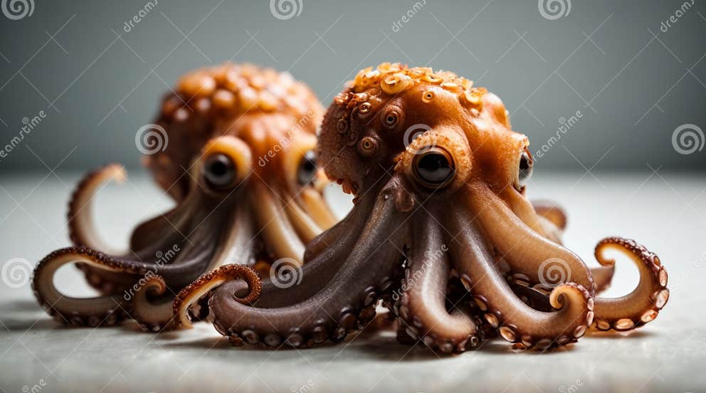 Two Octopus in Different Angles on a White. Character Stock ...