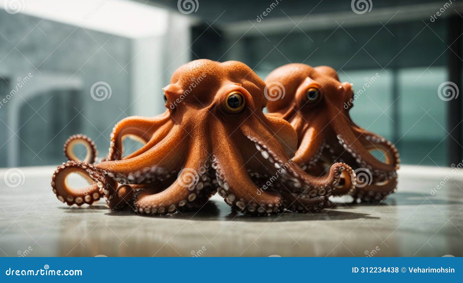 Two Octopus in Different Angles on a White. Character Stock ...