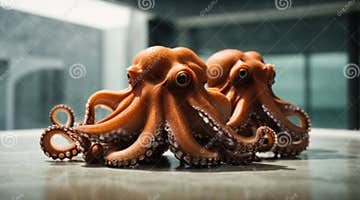 Two Octopus in Different Angles on a White. Character Stock ...