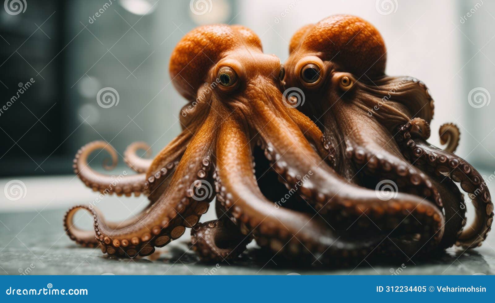 Two Octopus in Different Angles on a White. Character Stock ...