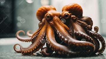 Two Octopus in Different Angles on a White. Character Stock ...