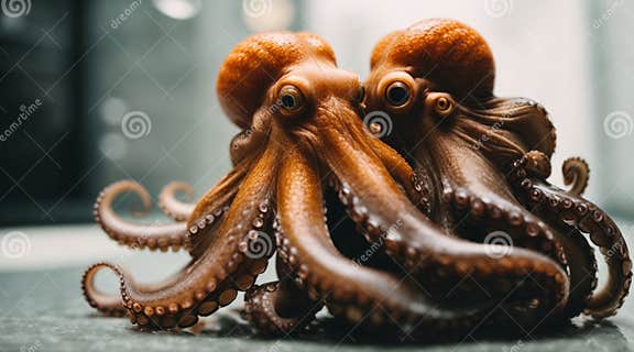Two Octopus in Different Angles on a White. Character Stock ...