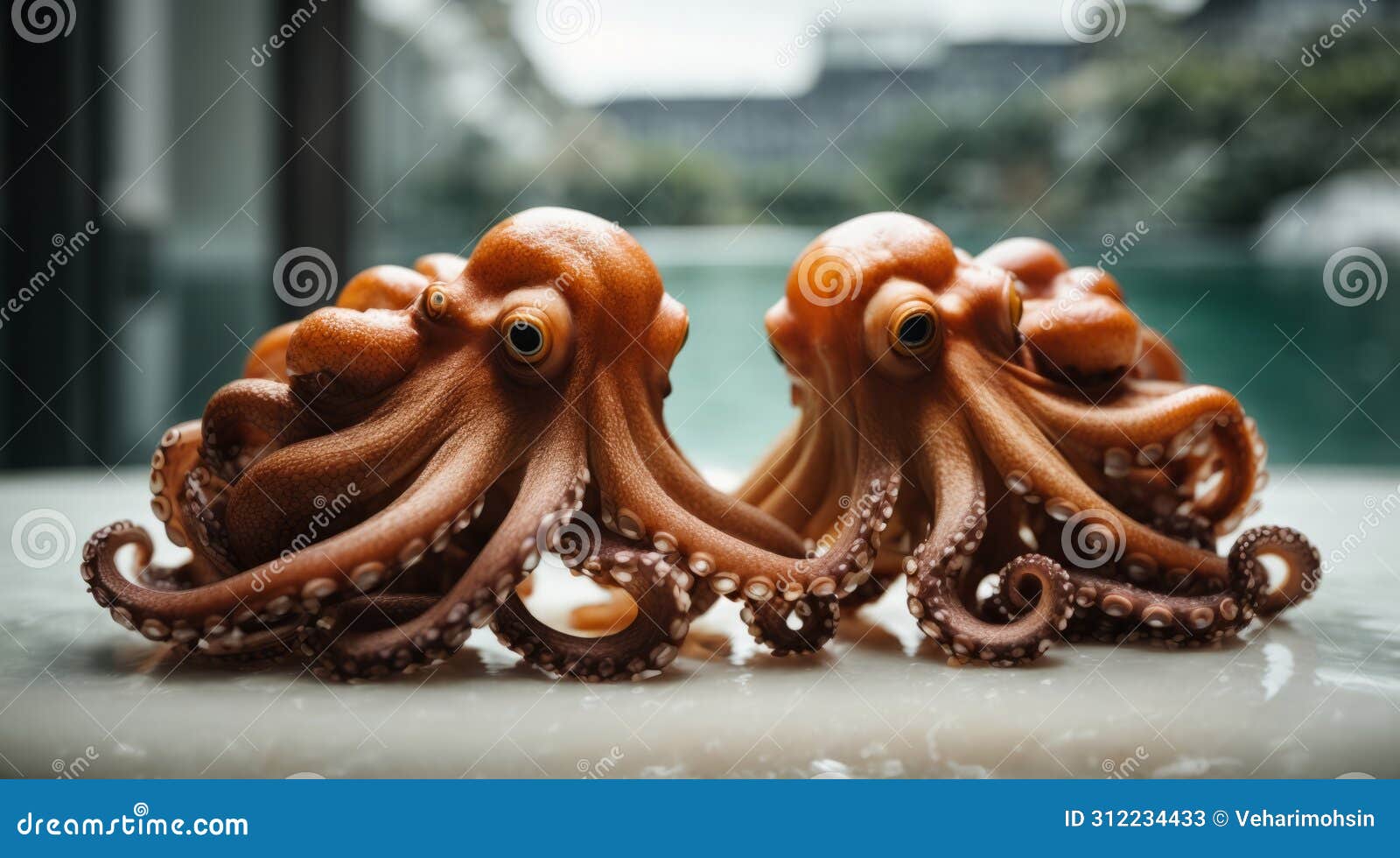 Two Octopus in Different Angles on a White. Character Stock ...