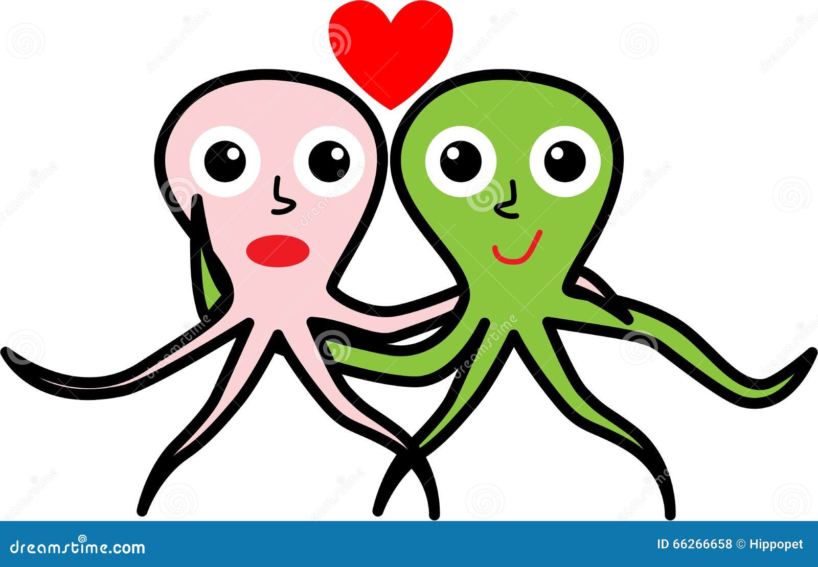 Two Octopuses in Love for Valentine S Day Stock Vector - Illustration ...