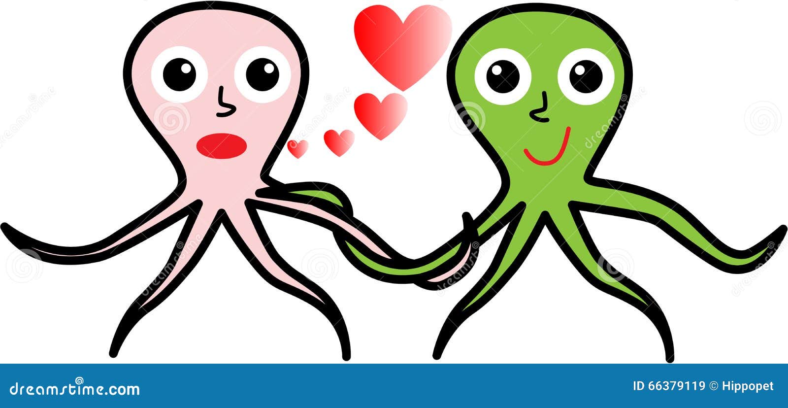 Two Octopuses in Love for Valentine S Day Stock Vector - Illustration ...