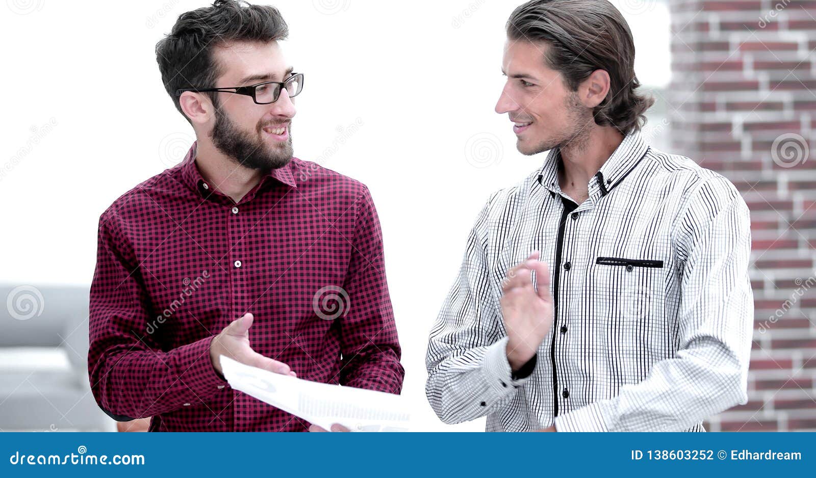 Two Office Employee Talking in the Office. Stock Photo - Image of ...