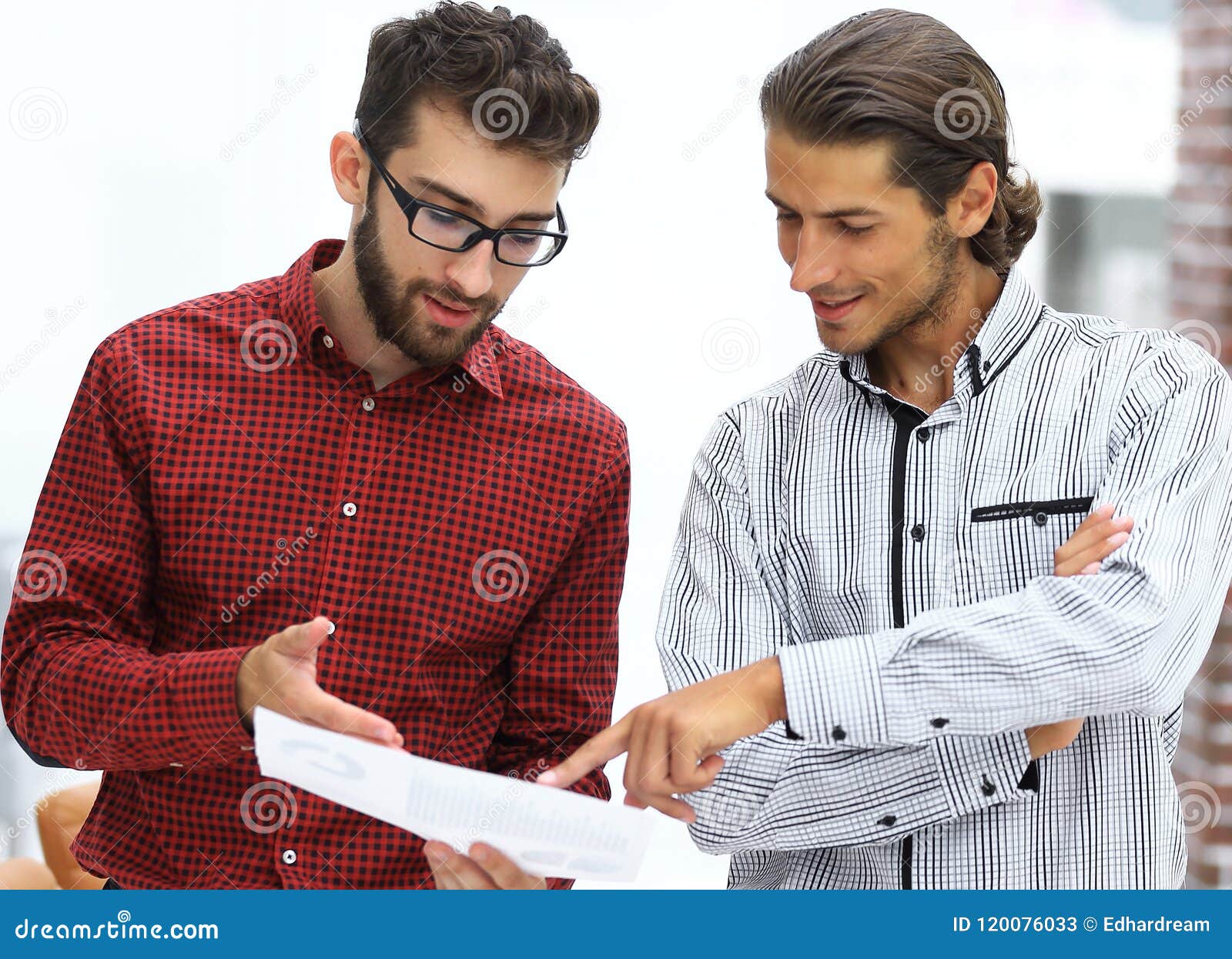 Two Office Employee Talking in the Office. Stock Image - Image of ...