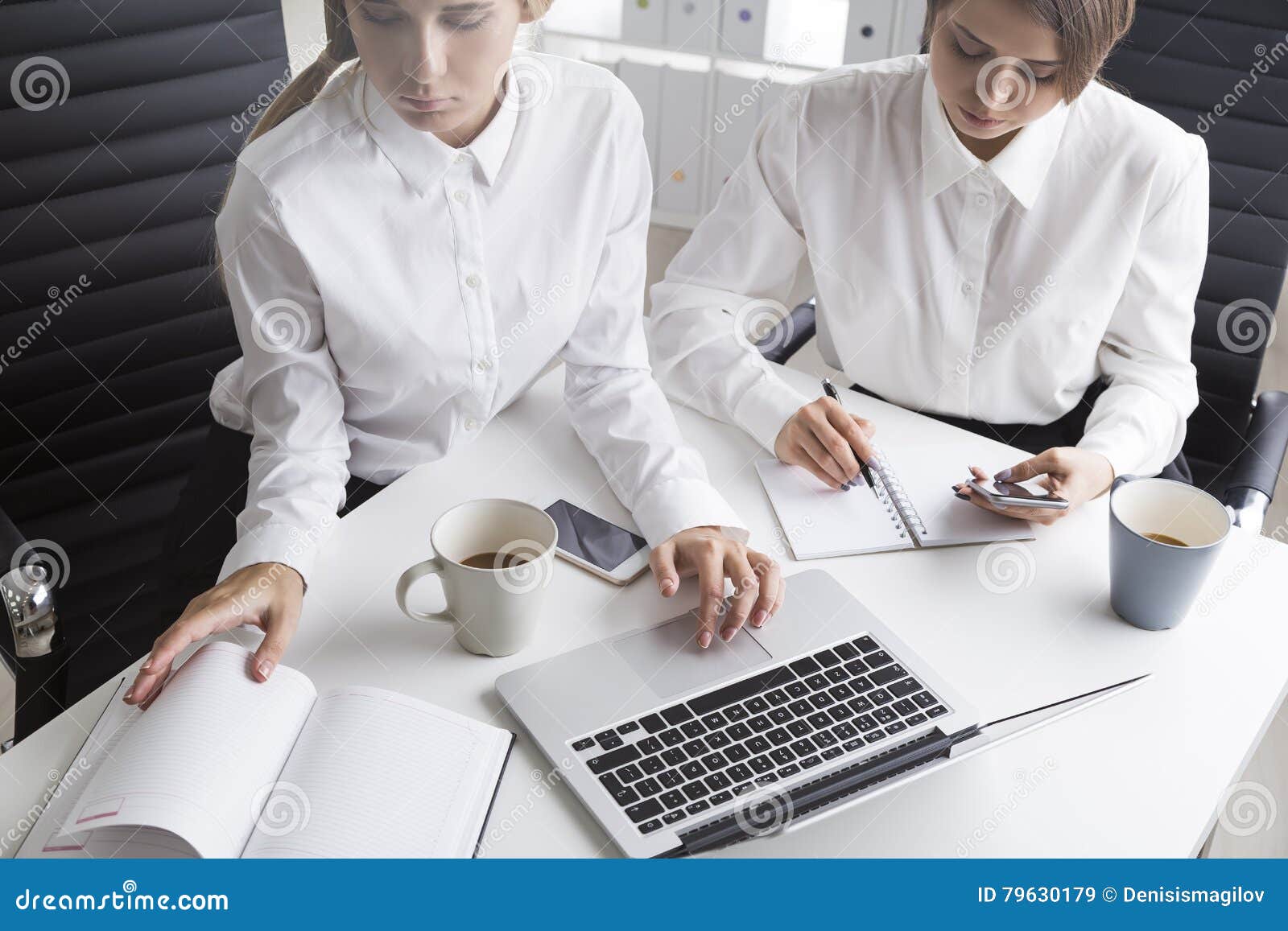 Two Office Employees at One Table Stock Image - Image of interior ...