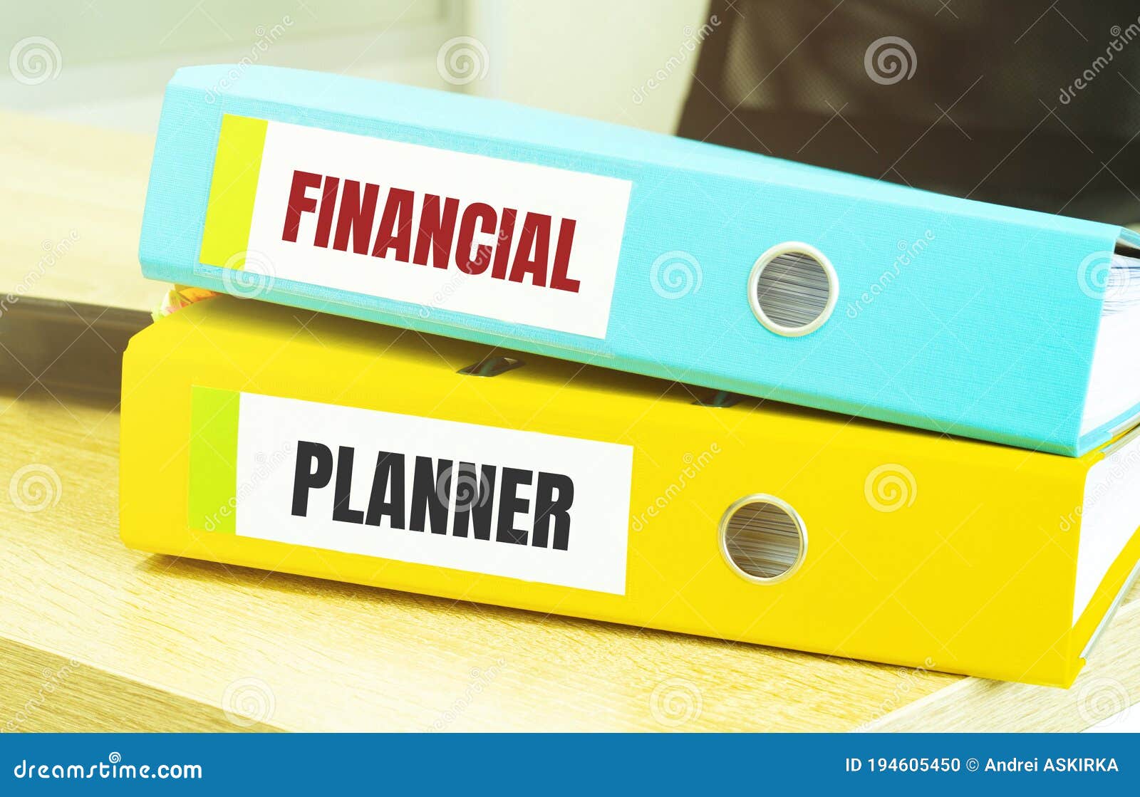 Two Office Folders with Text FINANCIAL PLANNER Stock Photo - Image of ...