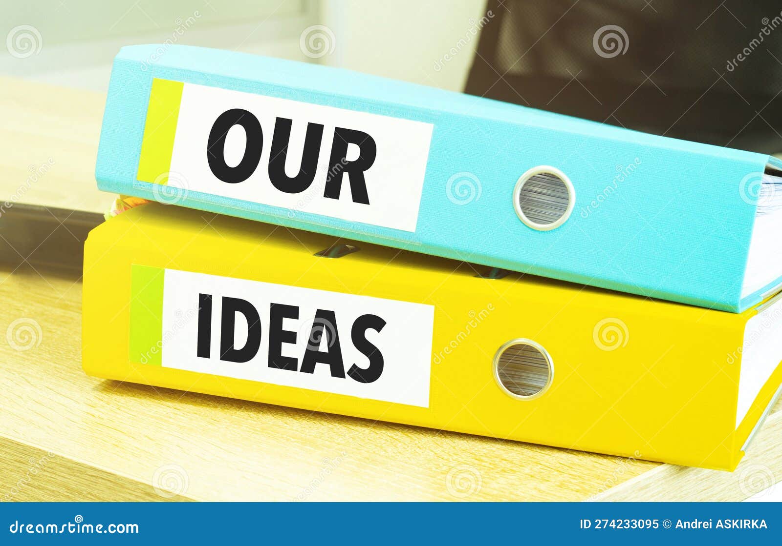 Two Office Folders with Text Our Ideas Stock Image - Image of quote ...