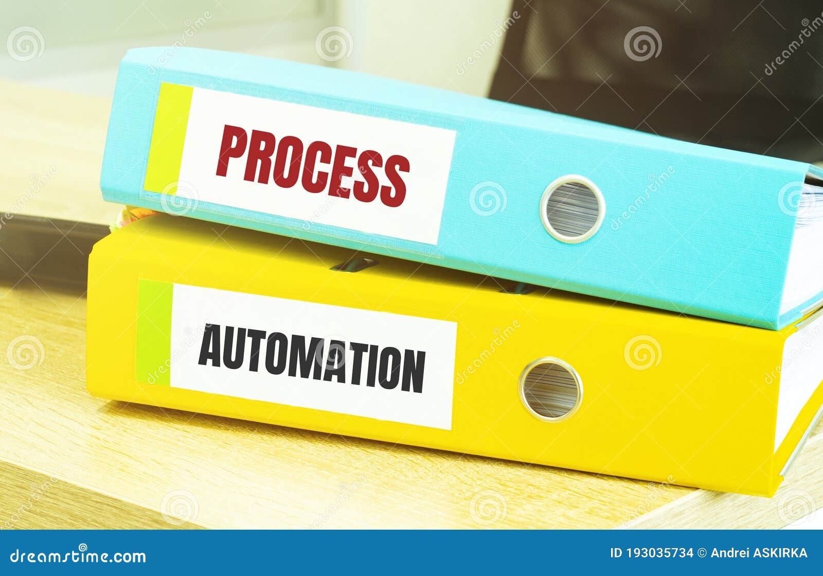 Two Office Folders with Text PROCESS AUTOMATION Stock Photo - Image of ...