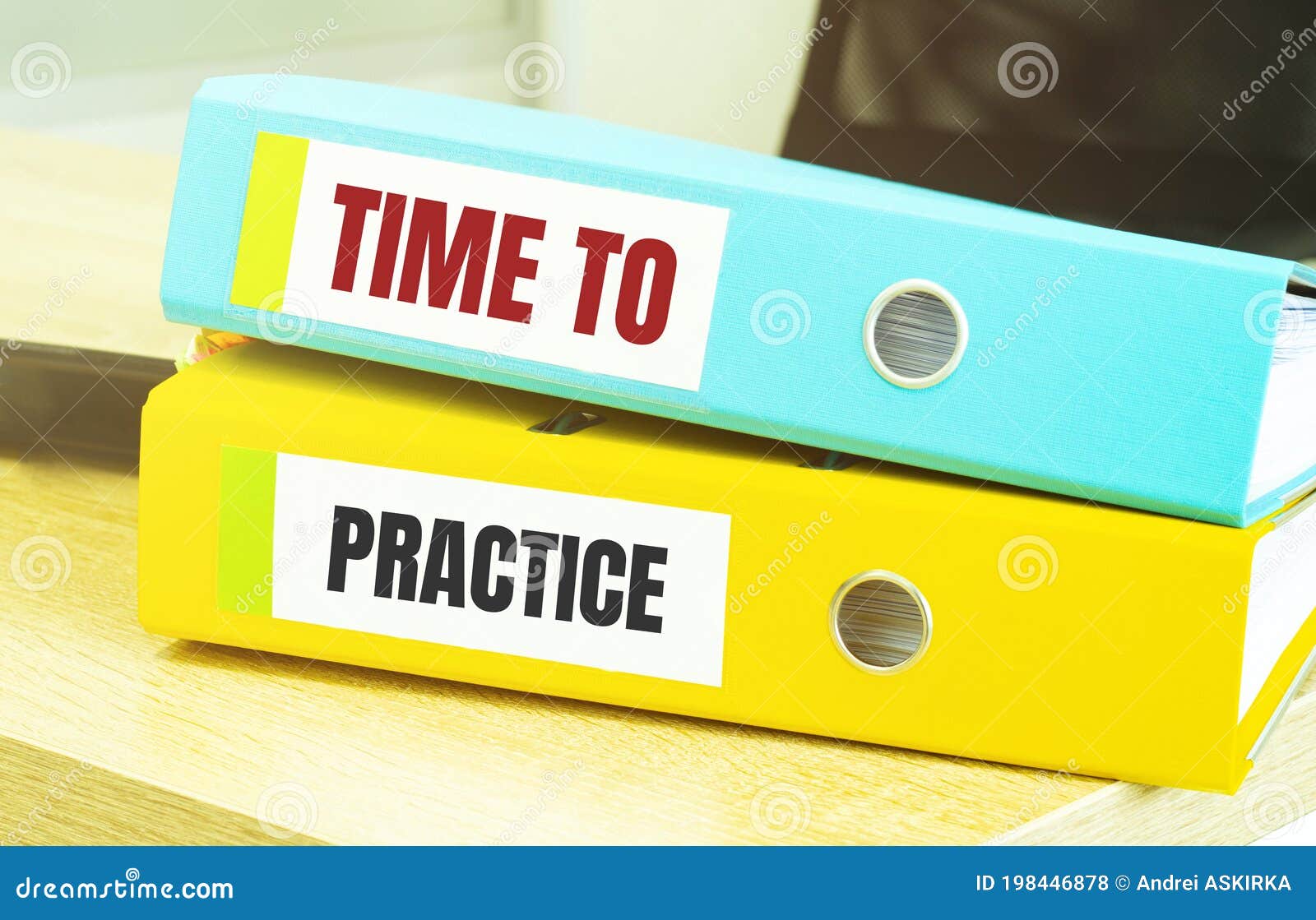Two Office Folders with Text TIME TO PRACTICE Stock Photo - Image of ...