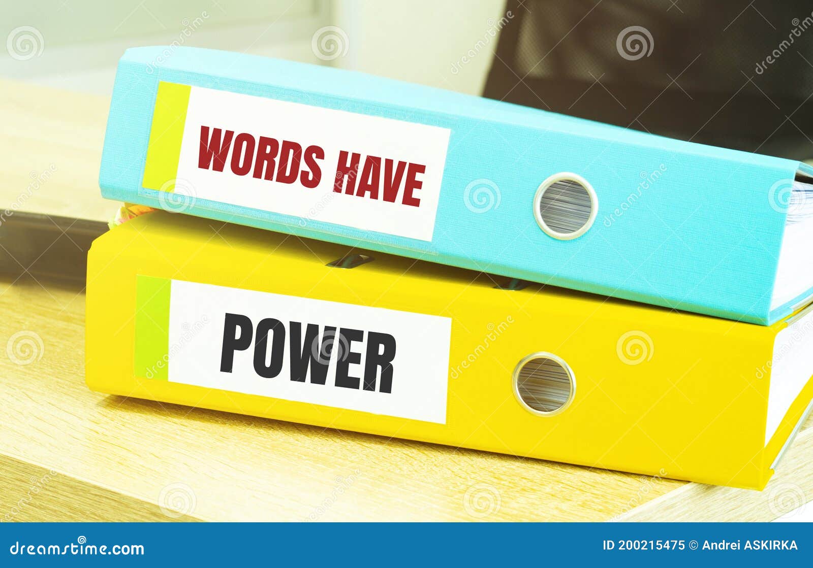 Two Office Folders with Text WORDS HAVE POWER Stock Image - Image of ...
