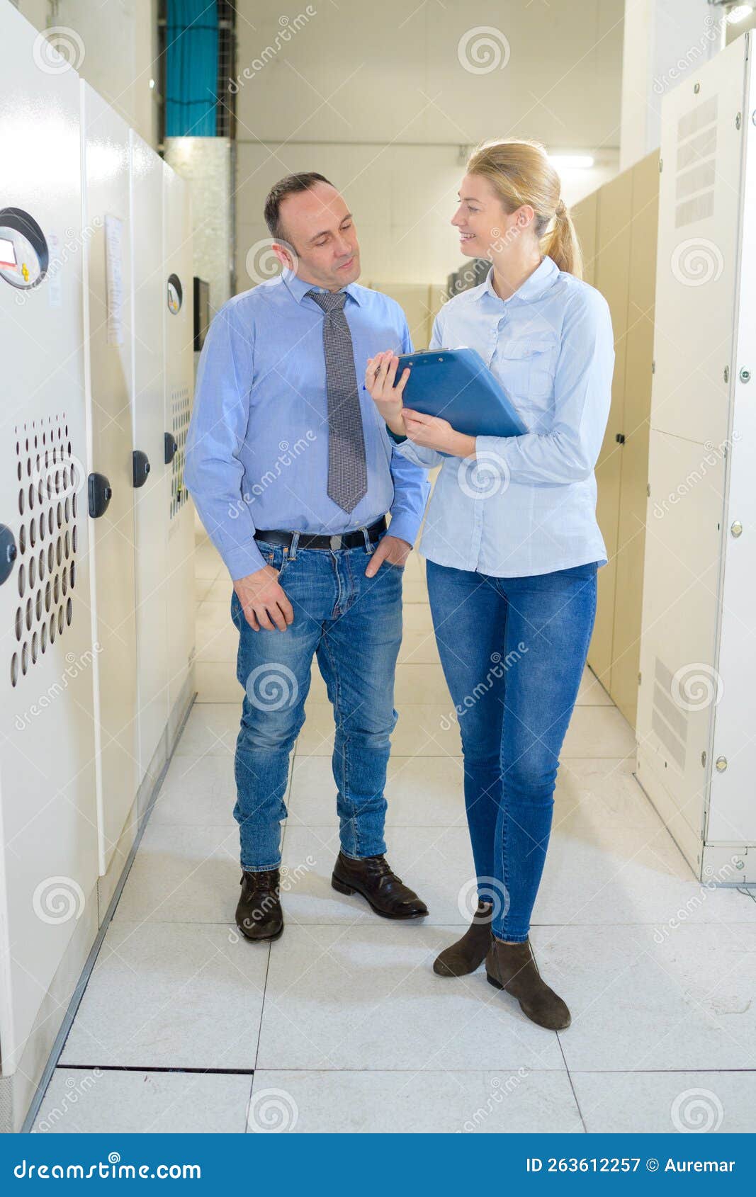 Two Office Managers Talking on Corridor Stock Image - Image of pray ...