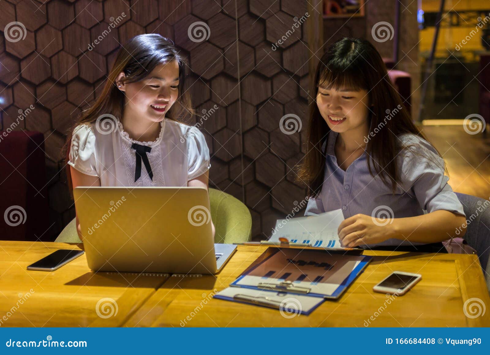Two Office Women Working Overtime in Company Stock Photo - Image of ...
