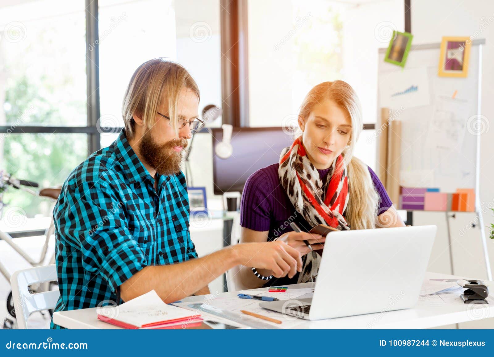 Two Office Workers at the Desk Stock Photo - Image of learning ...