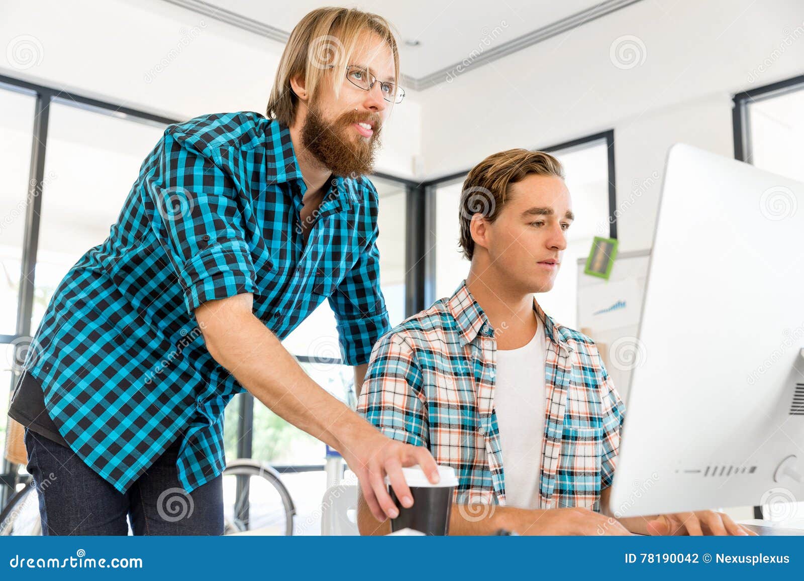 Two Office Workers at the Desk Stock Photo - Image of communication ...