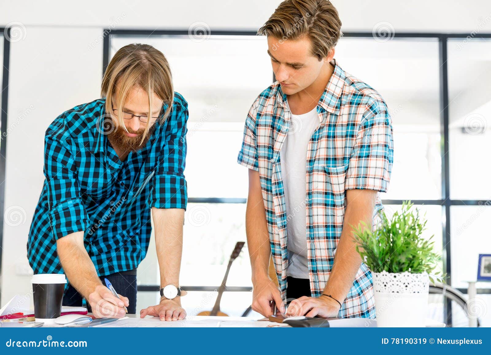Two Office Workers at the Desk Stock Image - Image of internet, adult ...