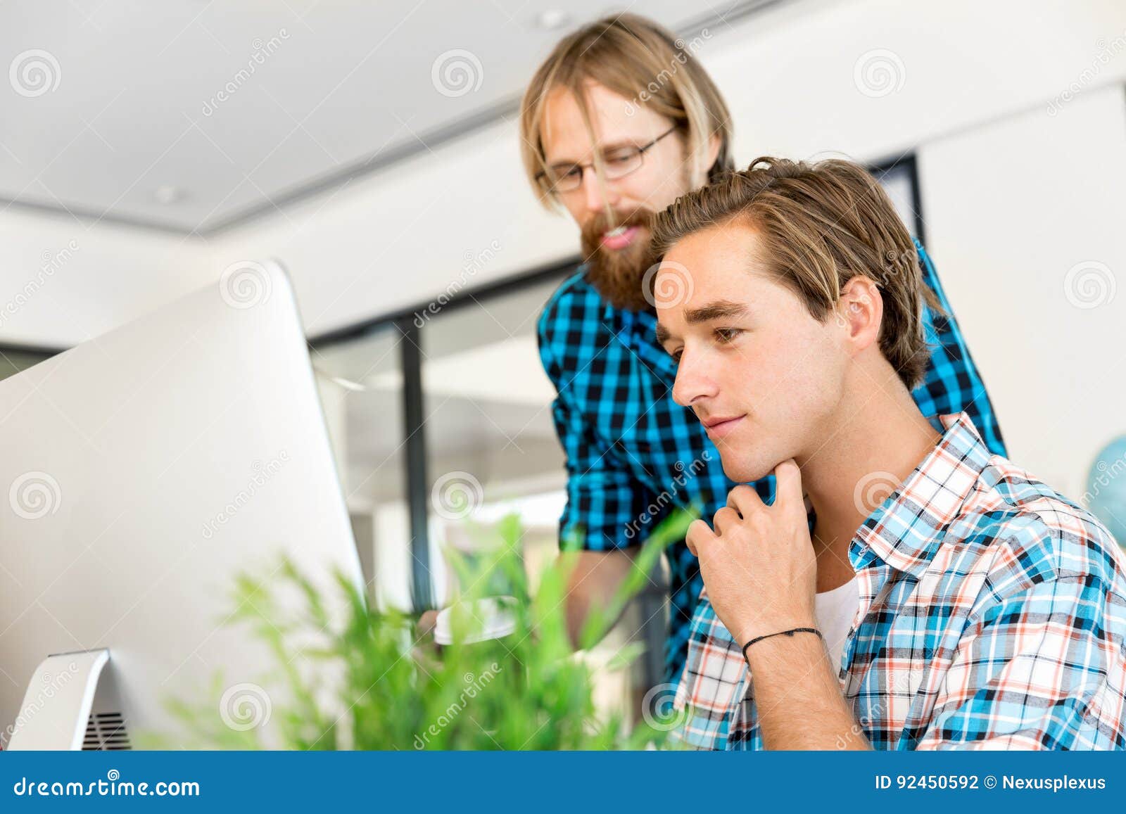 Two Office Workers at the Desk Stock Photo - Image of internet, office ...