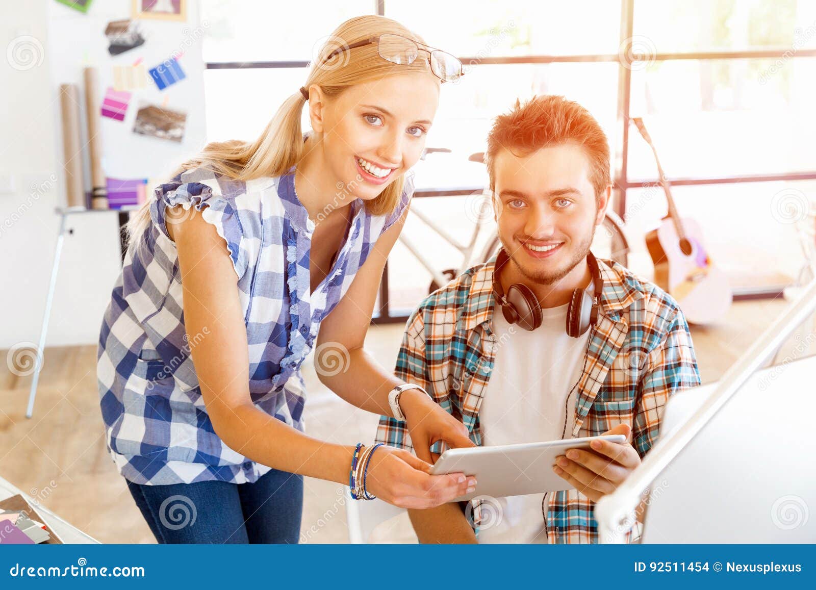 Two Office Workers at the Desk Stock Photo - Image of brainstorm ...