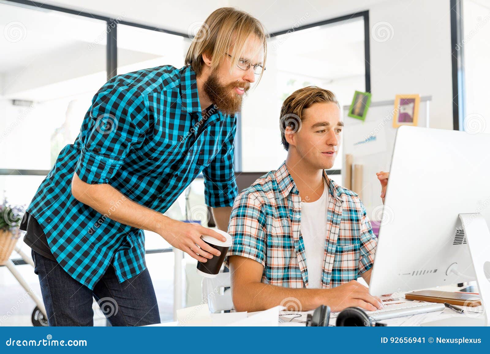 Two Office Workers at the Desk Stock Image - Image of education ...