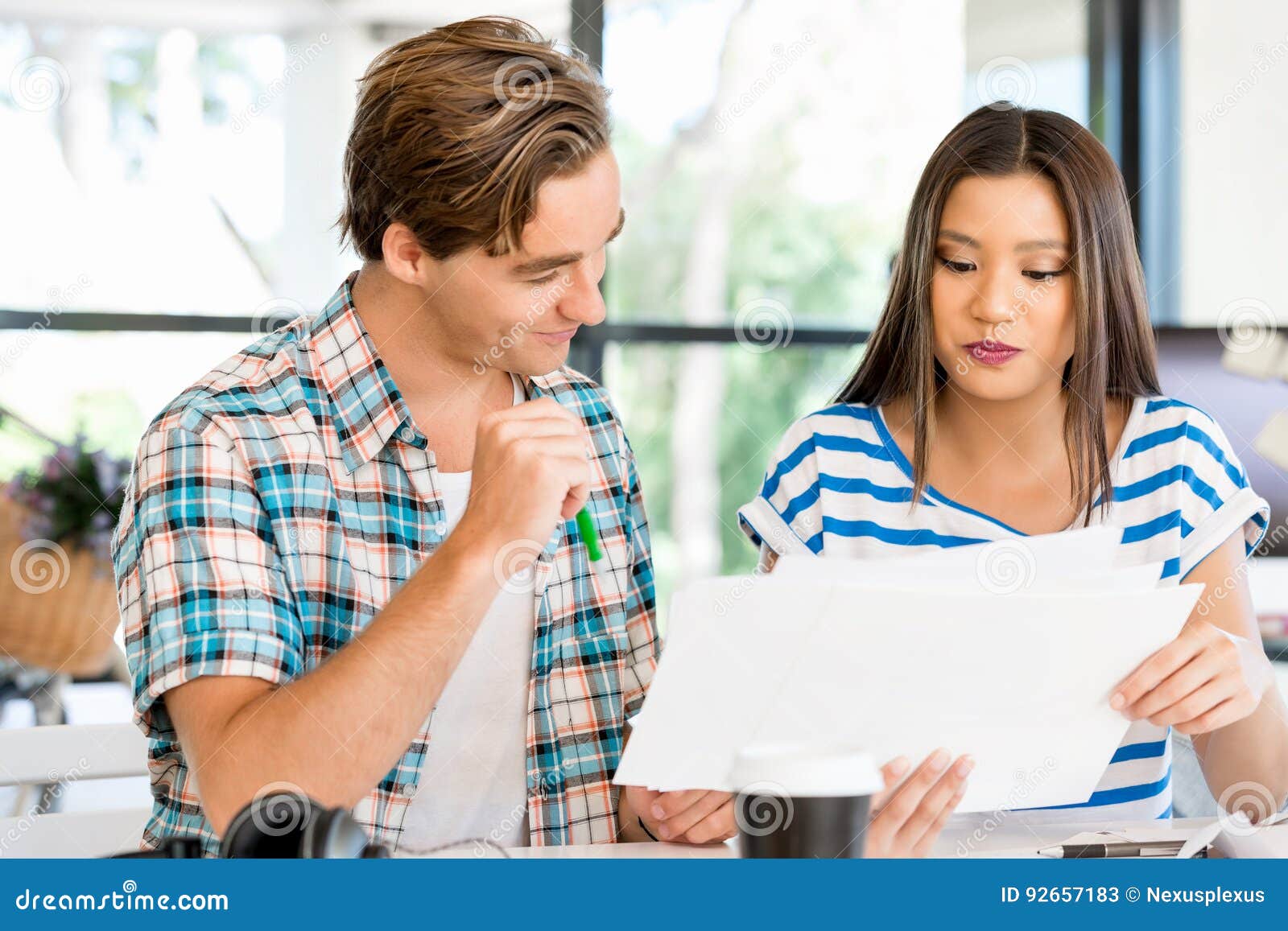 Two Office Workers at the Desk Stock Image - Image of internet ...