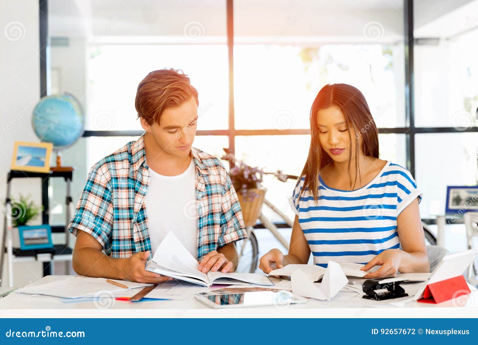 Two Office Workers at the Desk Stock Photo - Image of partnership ...