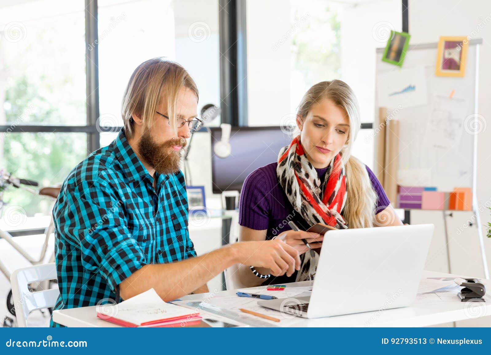Two Office Workers at the Desk Stock Image - Image of handsome ...