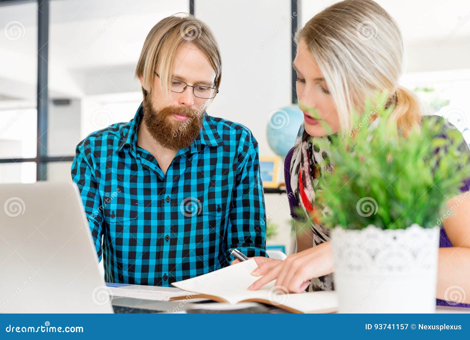Two Office Workers at the Desk Stock Image - Image of learning, people ...