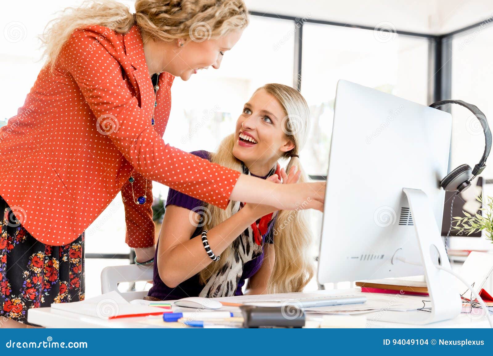 Two Office Workers at the Desk Stock Photo - Image of connection ...