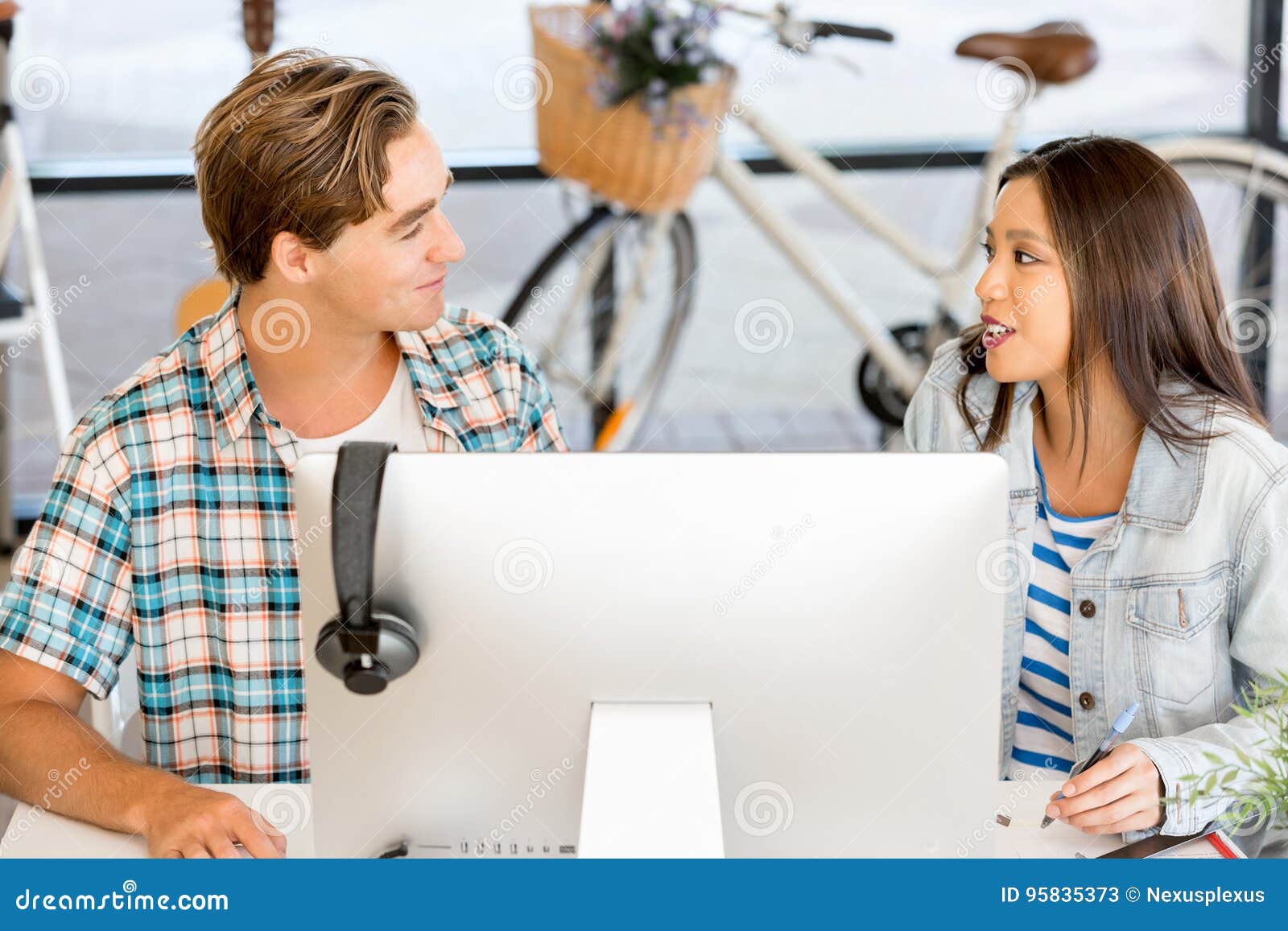 Two Office Workers at the Desk Stock Image - Image of learning ...