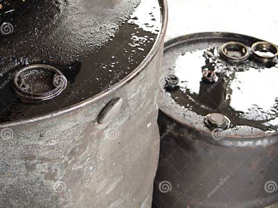Two oil barrels closeup stock image. Image of fuel, toxic - 8480513